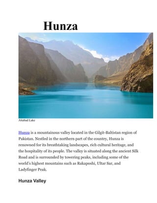 Hunza. Hunza Valley Gilgit Baltistan Pakistan | DOCX | Asia Travel ...