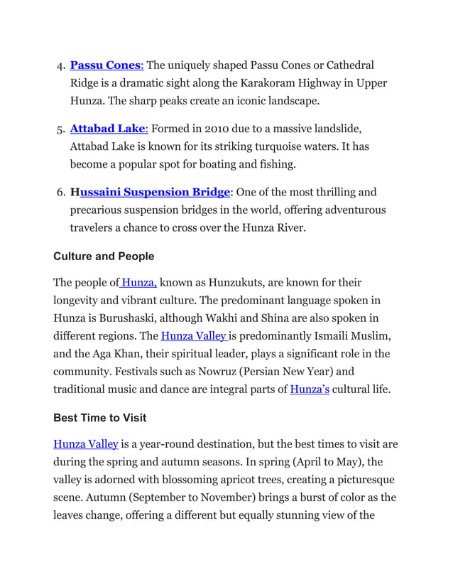 Hunza. Hunza Valley Gilgit Baltistan Pakistan | DOCX | Asia Travel ...