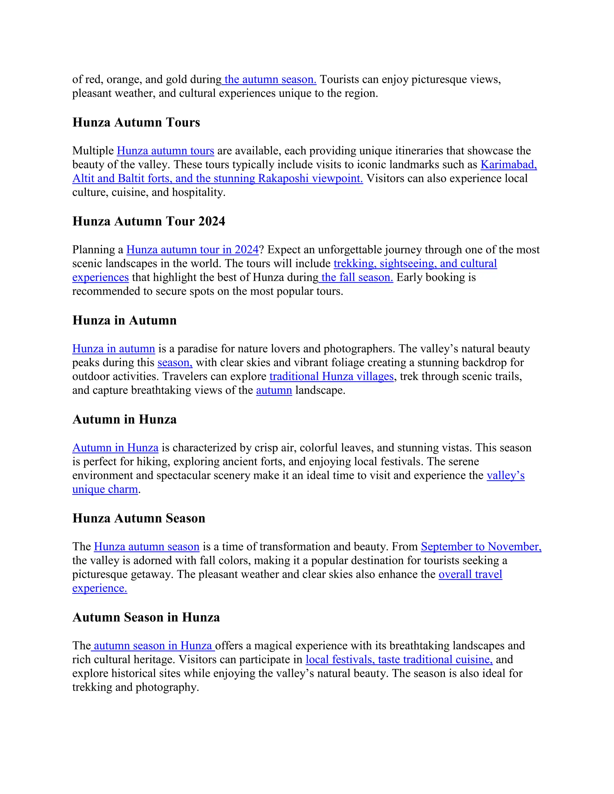 Hunza autumn season.Hunza Autumn Tour 2024 | DOCX