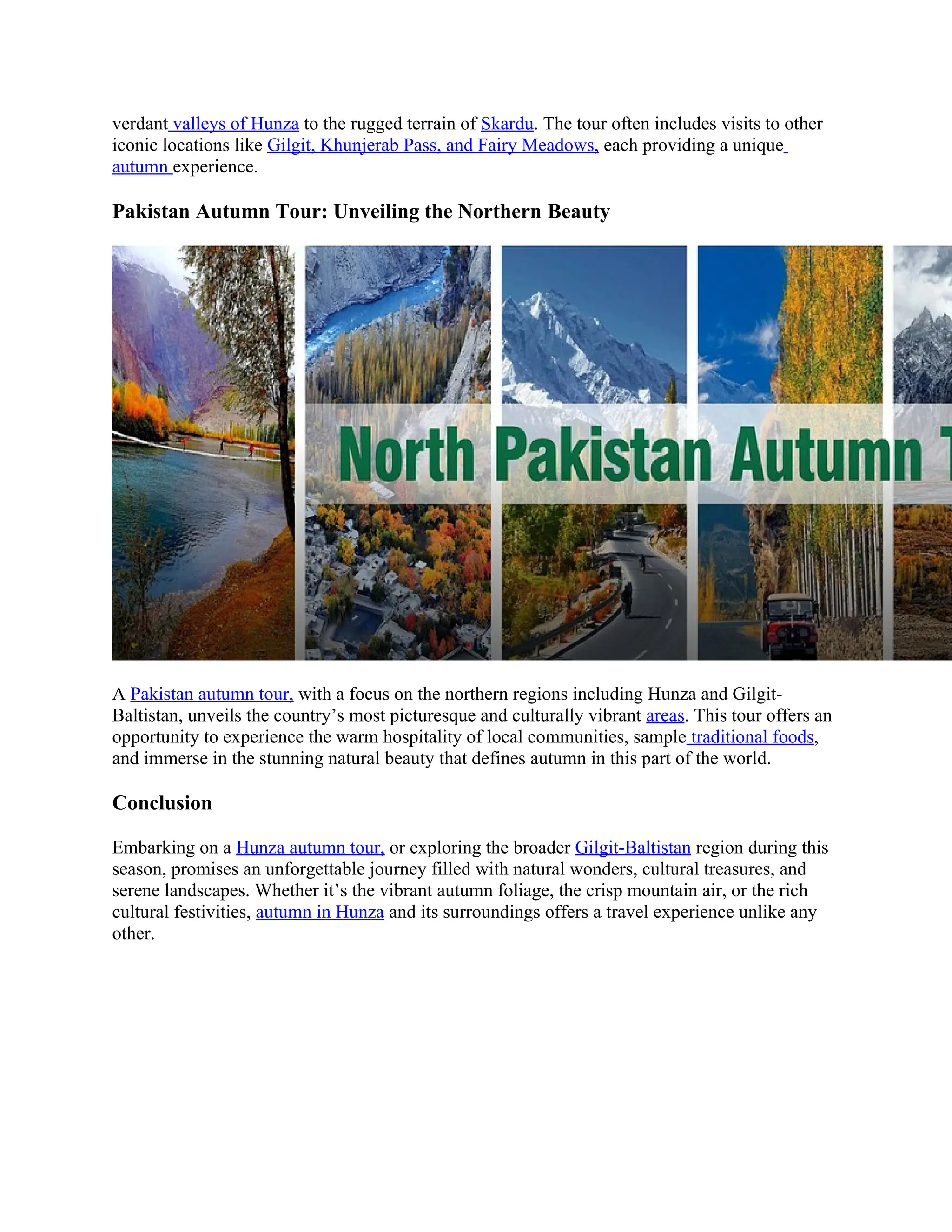Hunza Autumn Tour. Pakistan Autumn Tour | PDF