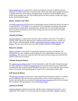 Hunza Autumn Tour 2024. Hunza Autumn Tour | PDF