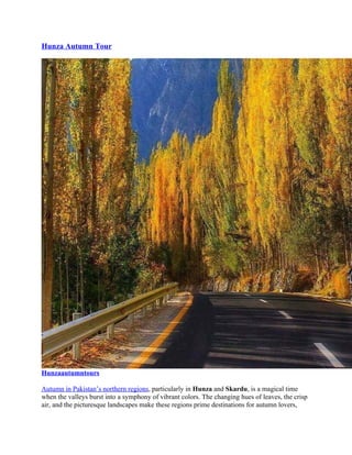 Hunza Autumn Tours. Hunza Autumn Tours 2024 | PDF