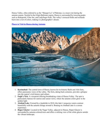 Hunza Autumn Tours. Pakistan Autumn Tour. Skardu Autumn Tour | DOCX