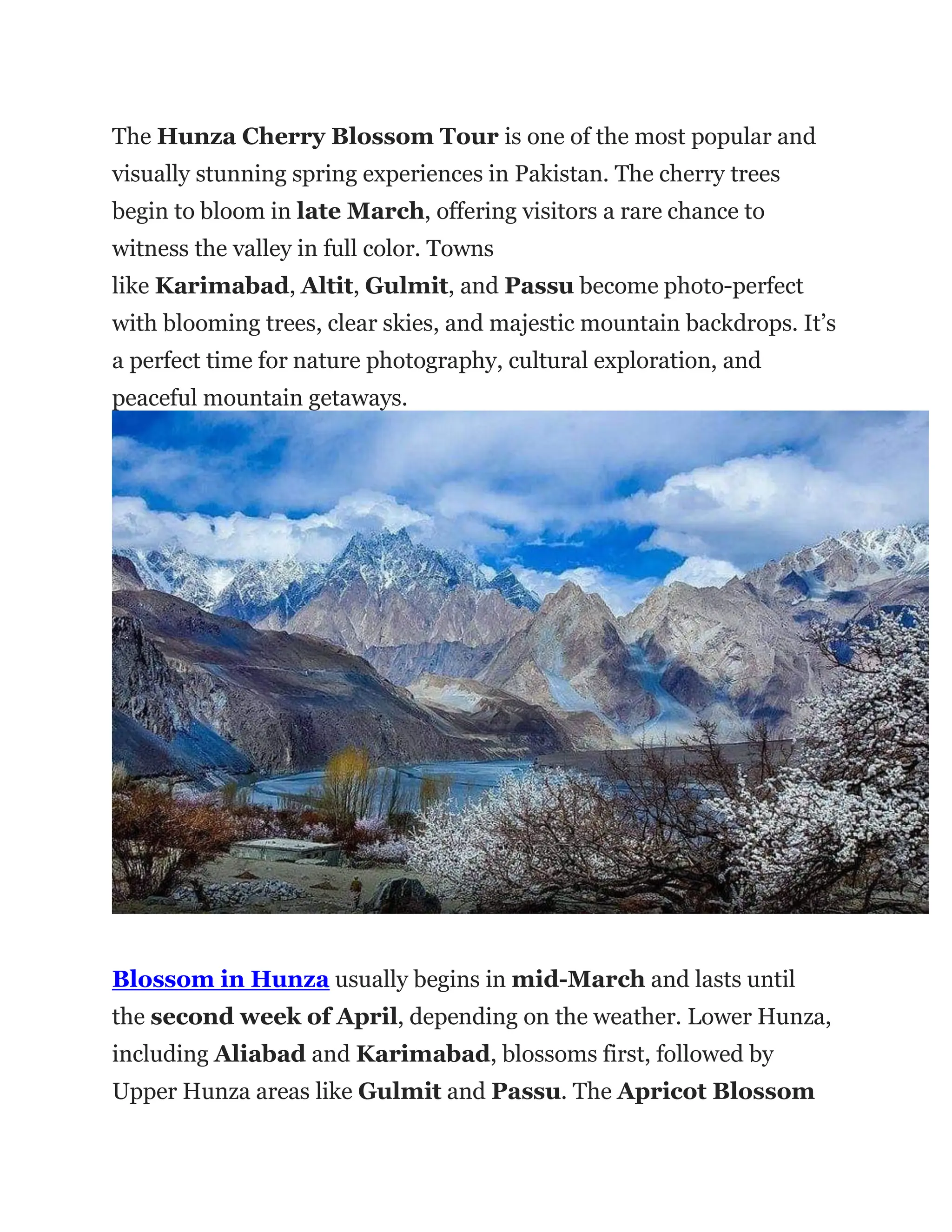 Hunza Blossom Tour. Hunza Cherry Blossom | PDF