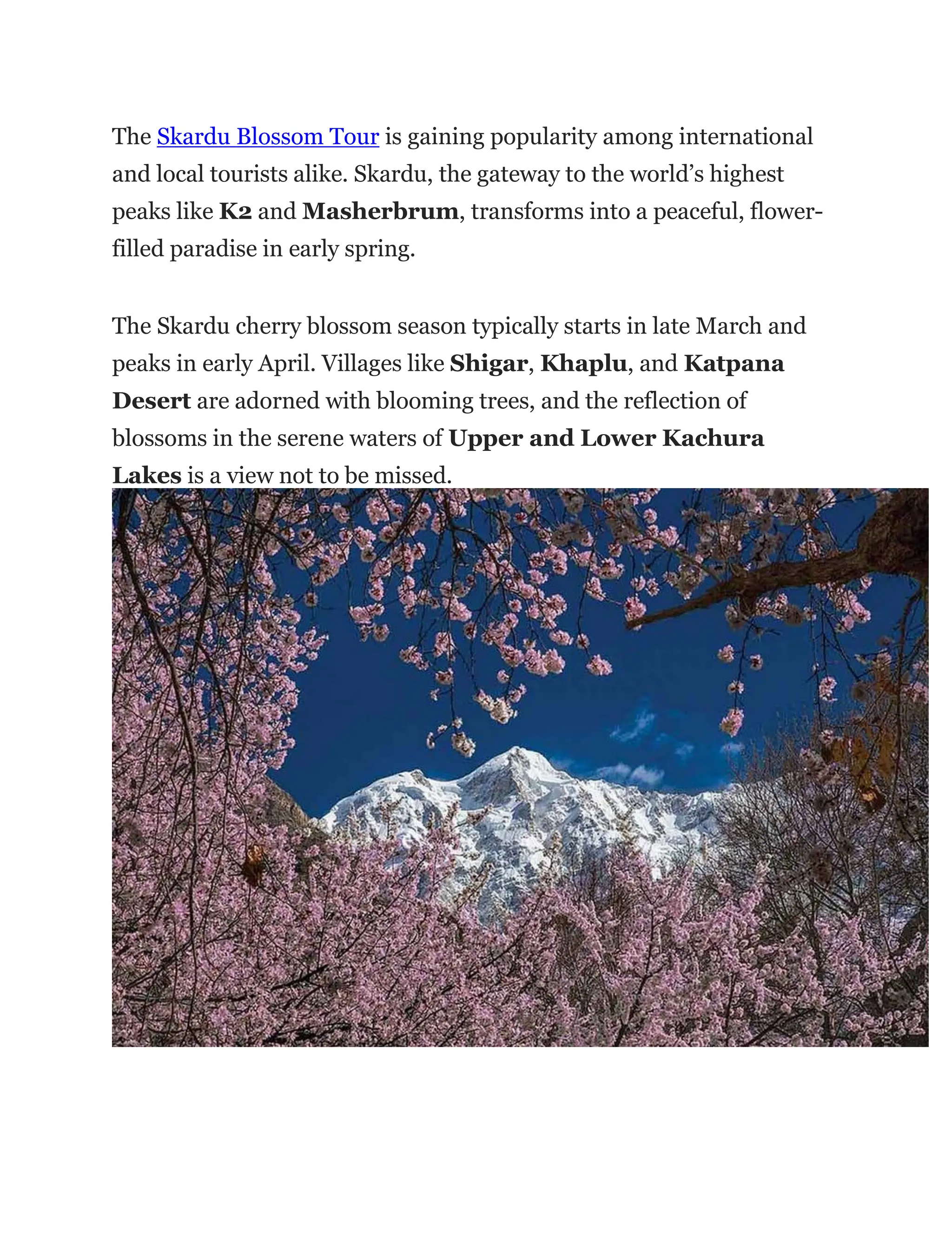 Hunza Spring Blossom Tour. Hunza Blossom Tour | PDF