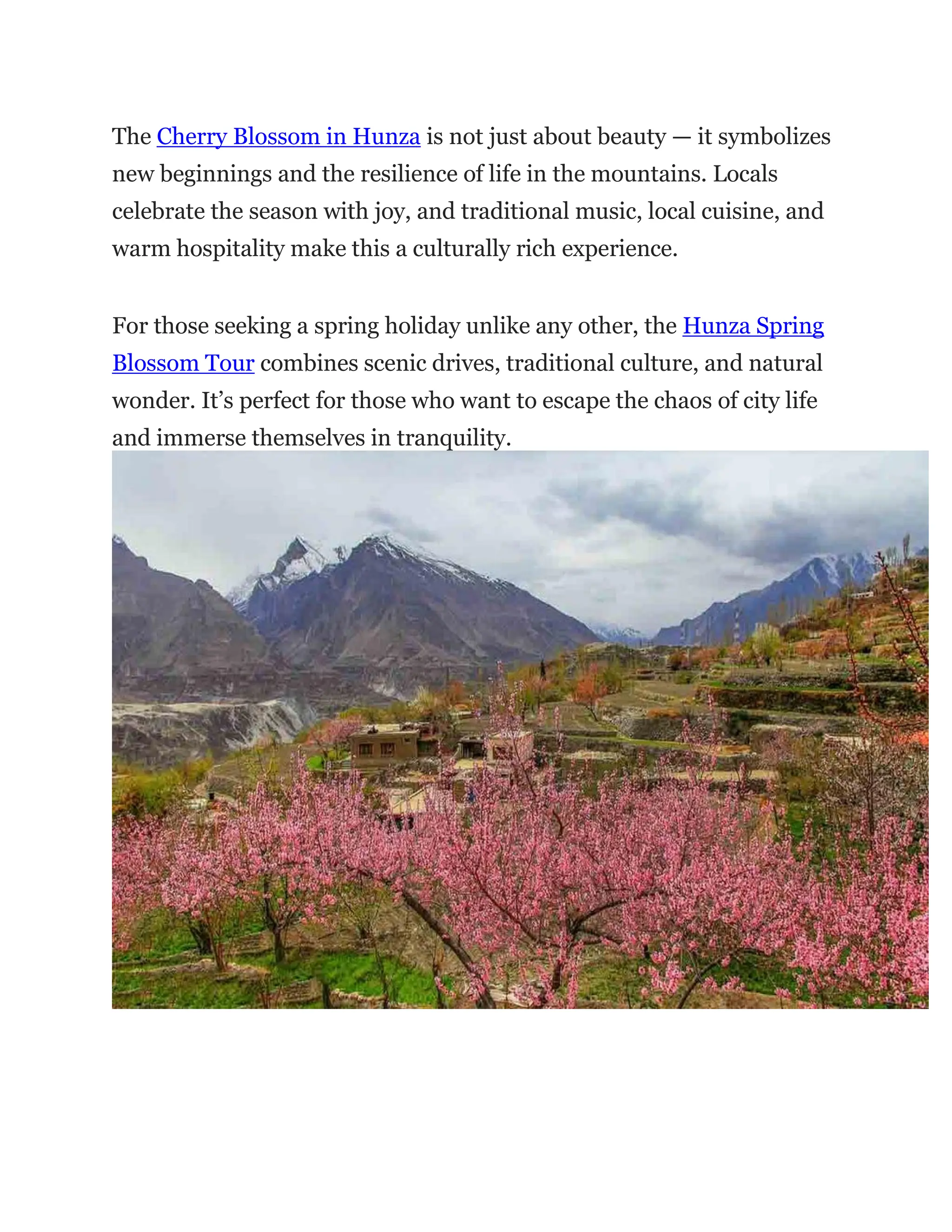 Hunza Spring Blossom Tour. Hunza Blossom Tour | PDF