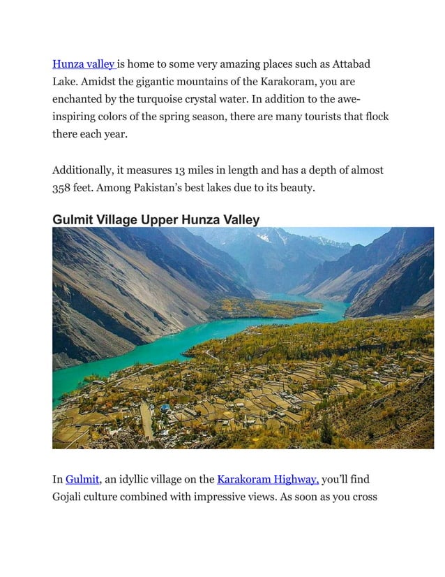 Hunza Valley. Hunza, Hunza Valley Pakistan | PDF