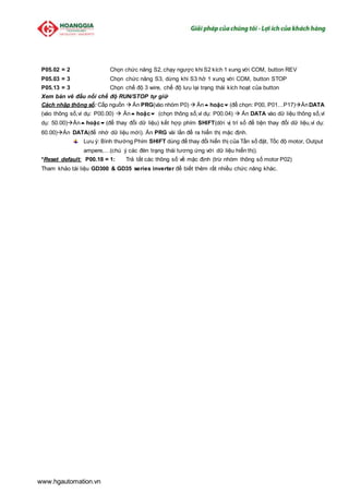 Hướng dẫn cài đặt đấu nối biến tần GD35 - chế độ Speed | DOCX
