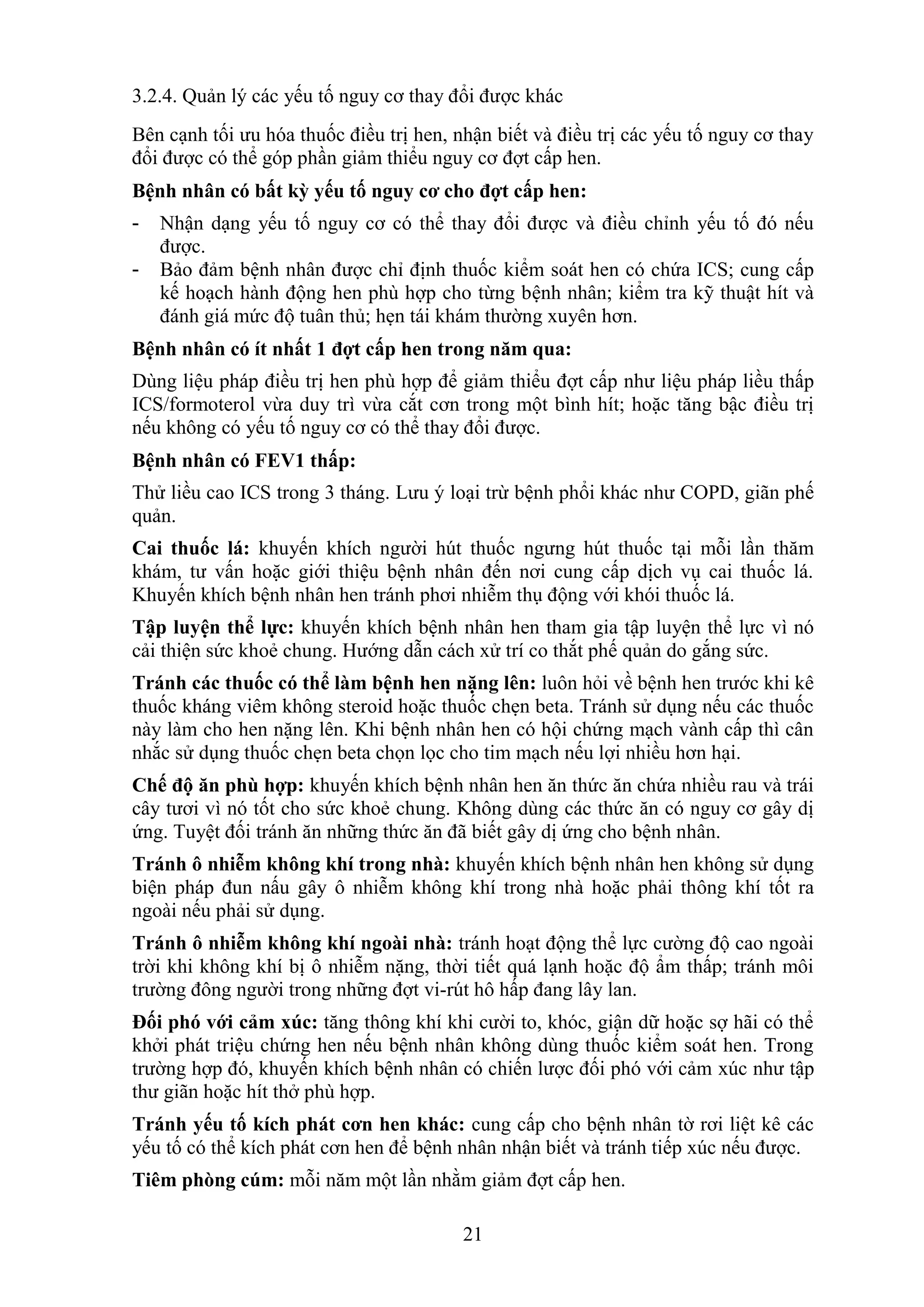 Hướng dẫn và chuẩn đoán điều trị hen phế quản Bộ y tế | PDF