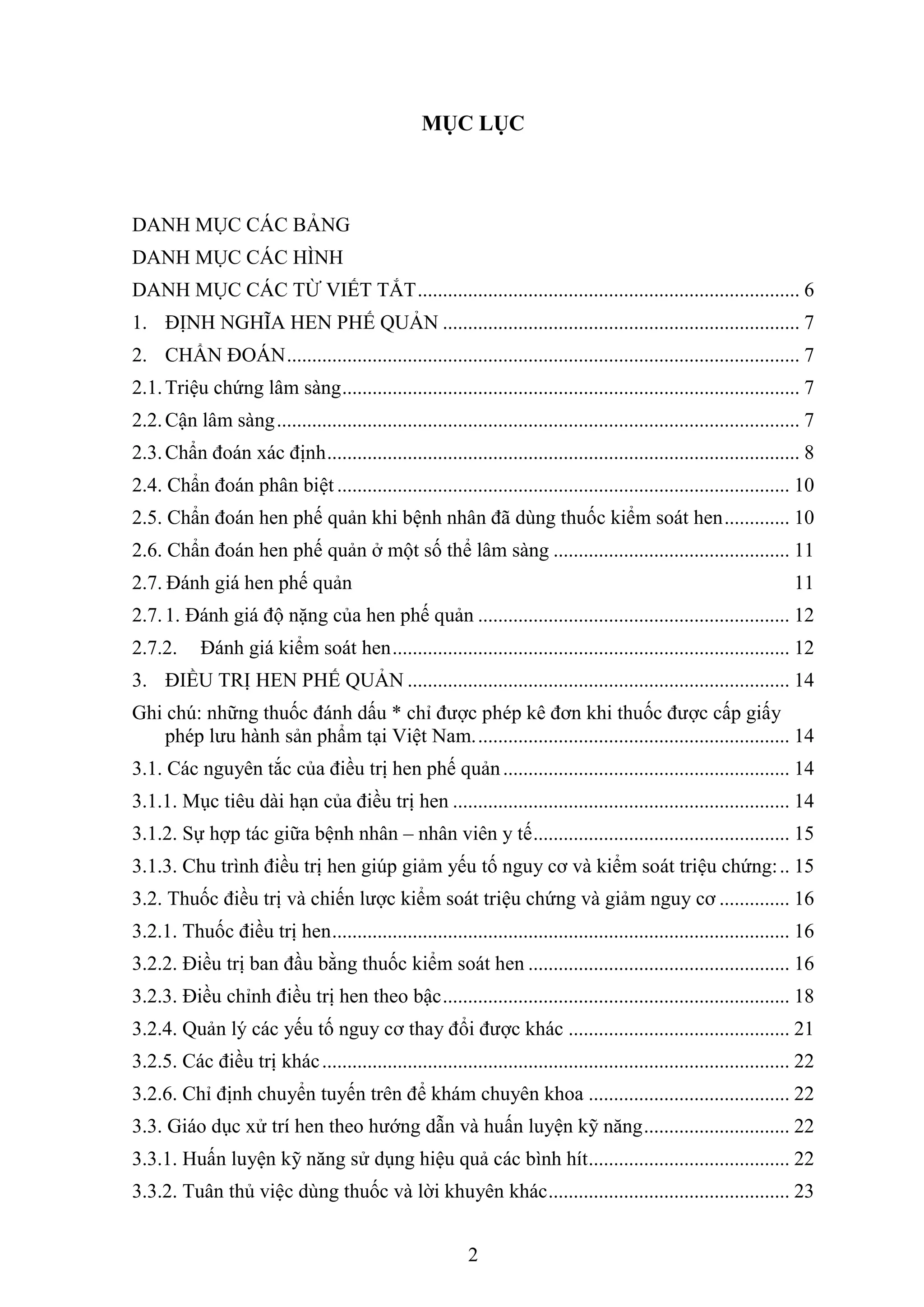 Hướng dẫn và chuẩn đoán điều trị hen phế quản Bộ y tế | PDF
