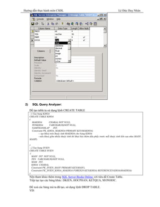 Huong Dan Su Dung Sql Server | PDF
