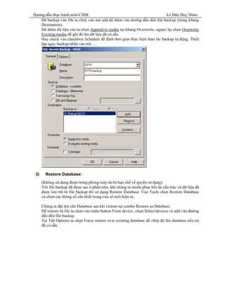 Huong Dan Su Dung Sql Server | PDF