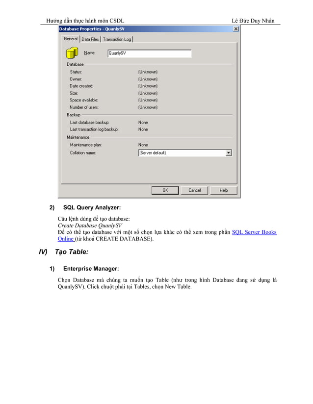 Huong Dan Su Dung Sql Server | PPT