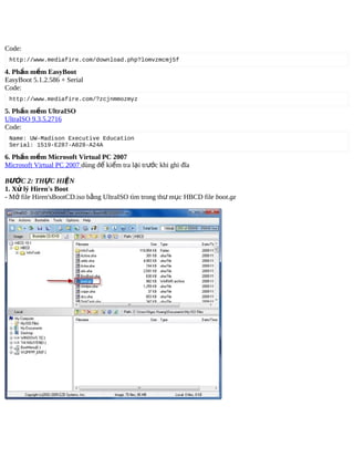 Huong dan-tao-dia-multi-boot-setup-windows-7-setup-windows-xp-hiren-s-boot | PDF