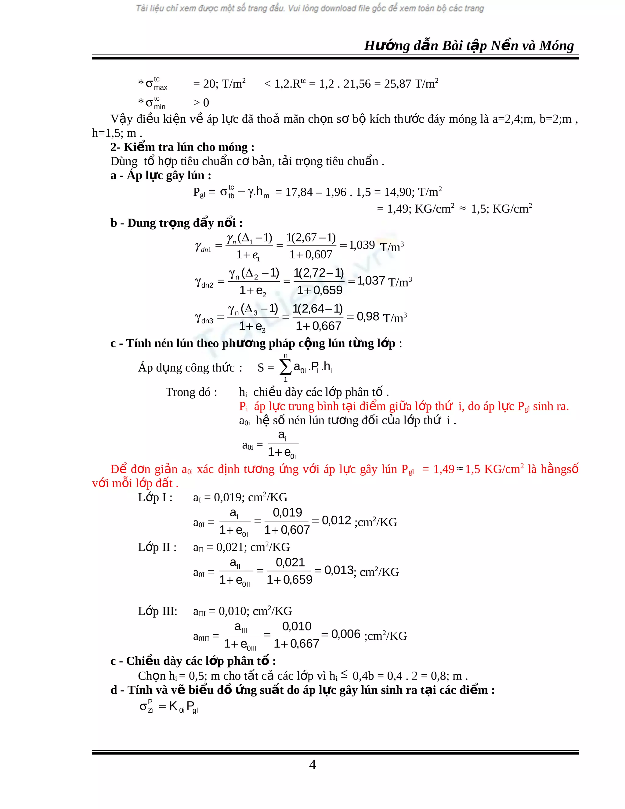 Huong dan bai tap nen mong | PDF