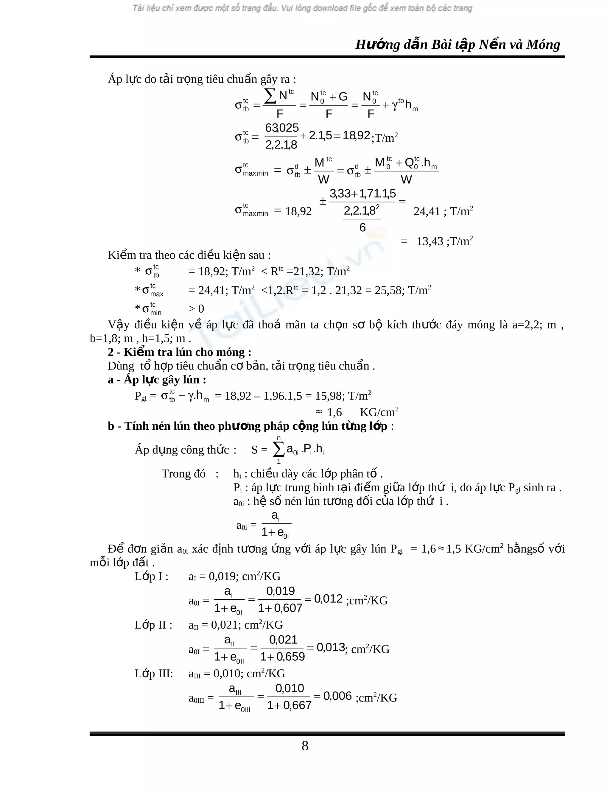 Huong dan bai tap nen mong | PDF