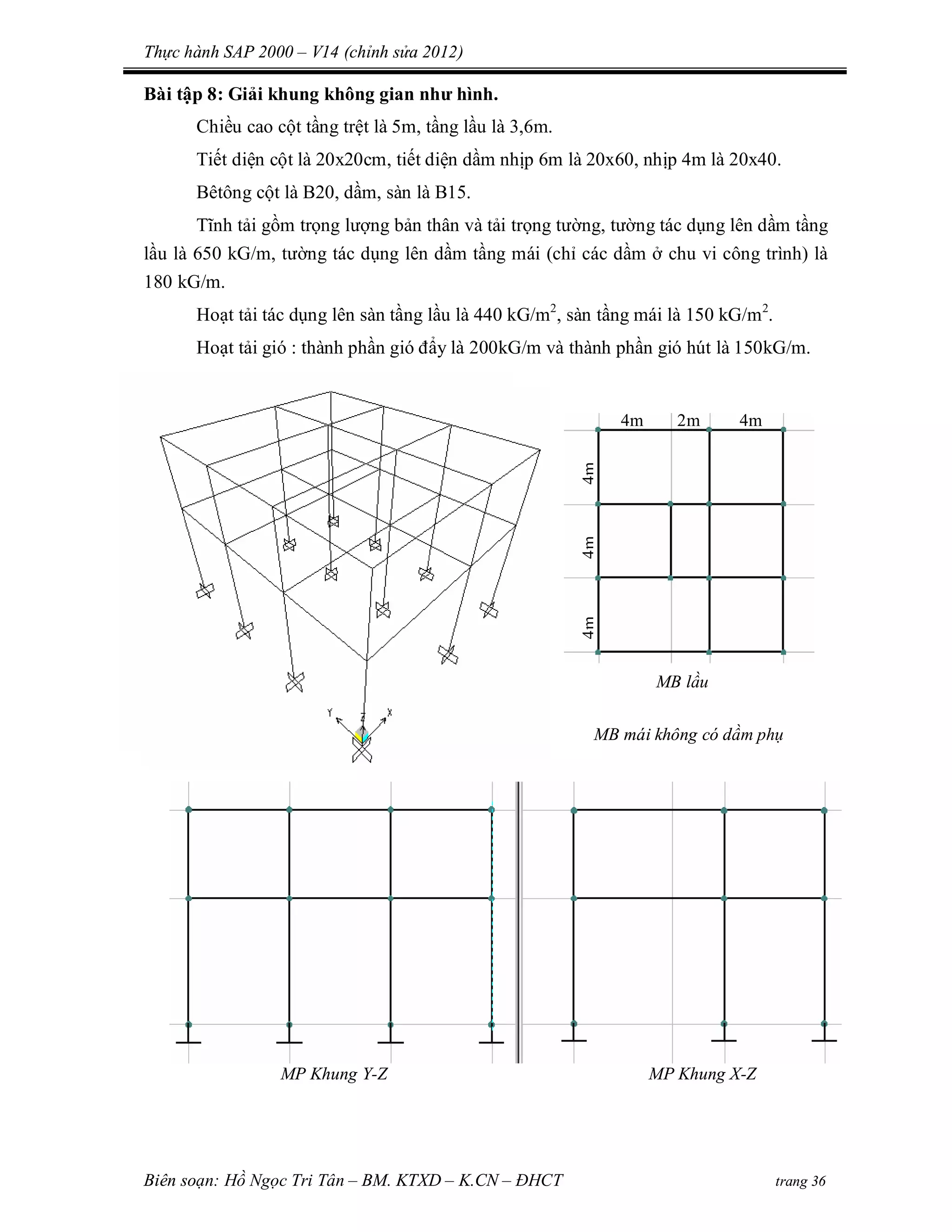 Huong dan cac bai tap mau sap2000 v14 | PDF