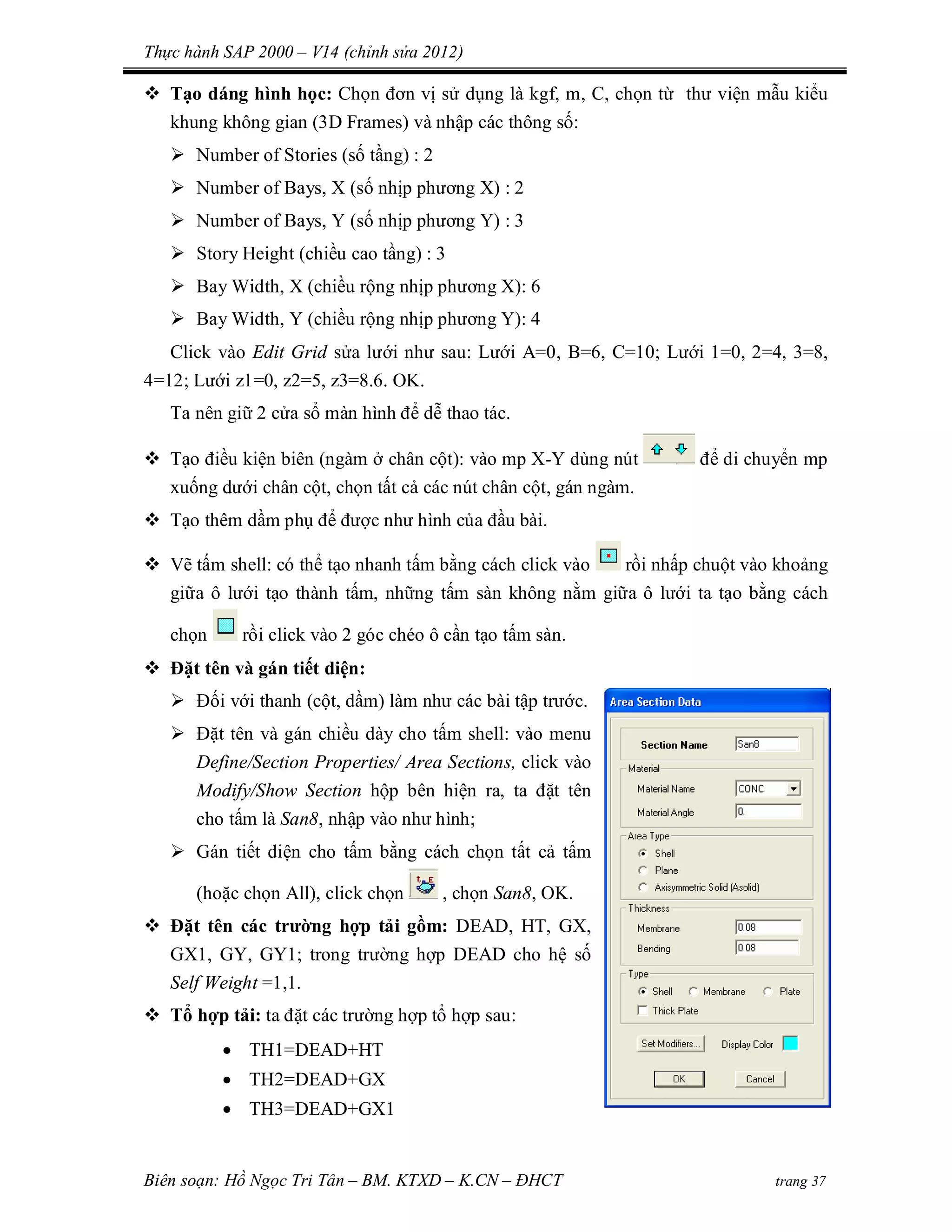 Huong dan cac bai tap mau sap2000 v14 | PDF