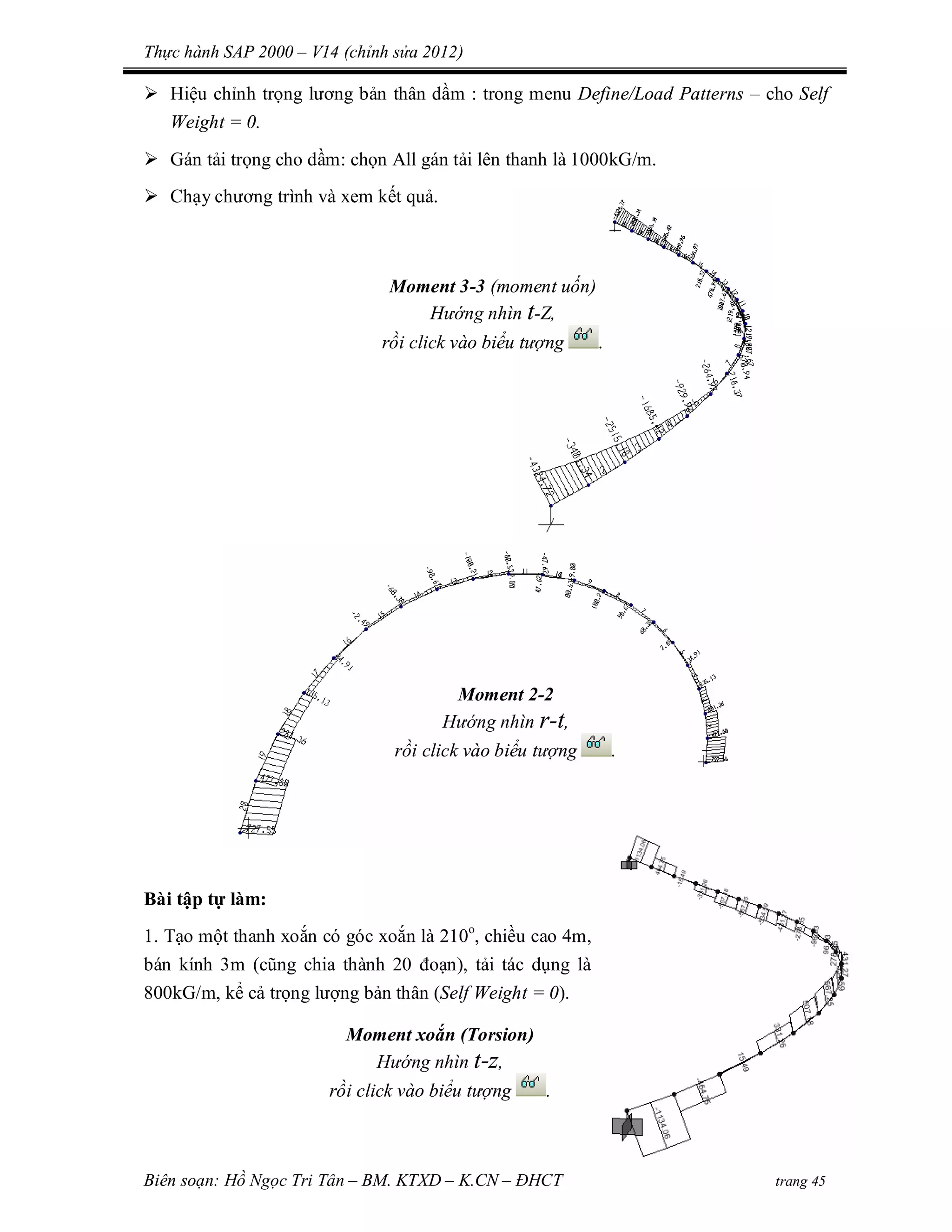 Huong dan cac bai tap mau sap2000 v14 | PDF