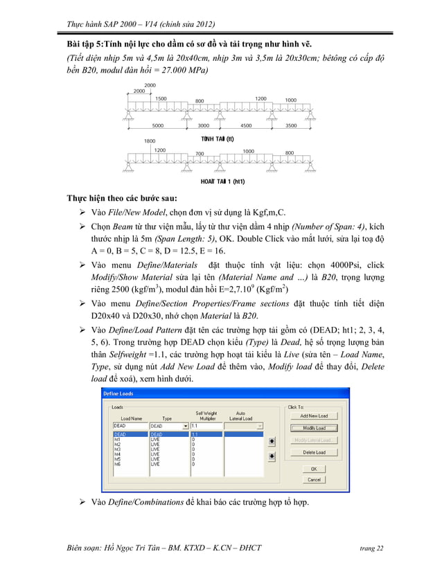 Huong dan cac bai tap mau sap2000 v14 | PDF