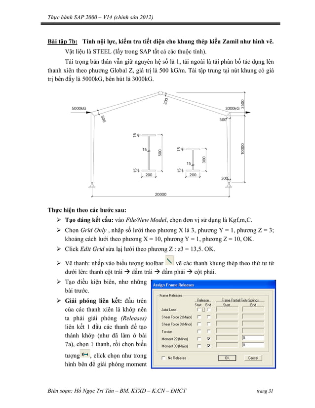 Huong dan cac bai tap mau sap2000 v14 | PDF