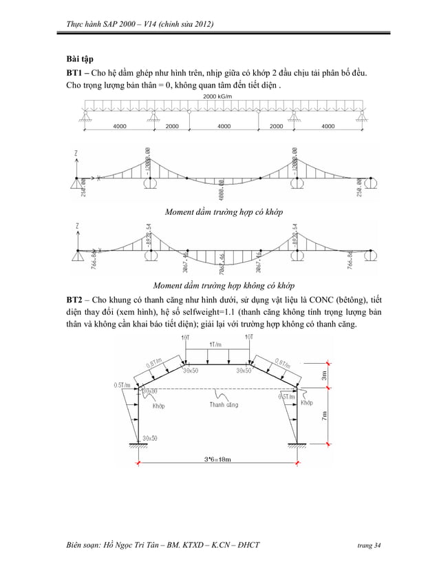Huong dan cac bai tap mau sap2000 v14 | PDF