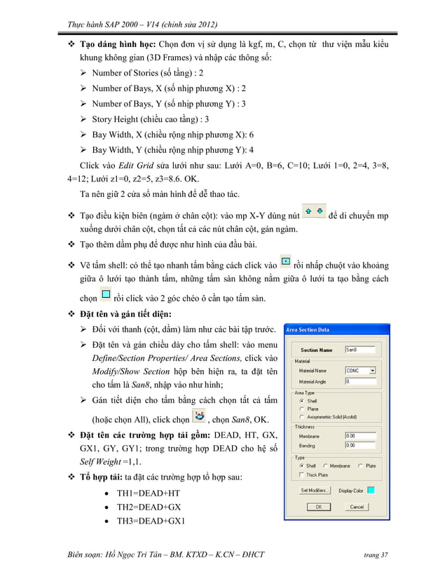 Huong dan cac bai tap mau sap2000 v14 | PDF