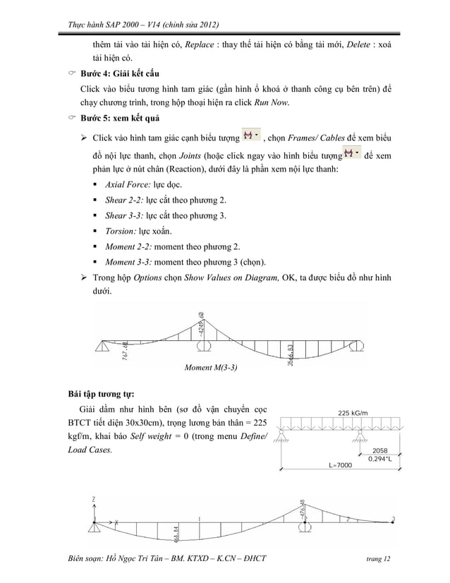 Huong dan cac bai tap mau sap2000 v14 | PDF