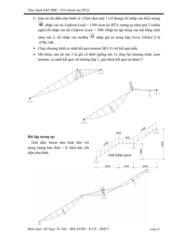 Huong dan cac bai tap mau sap2000 v14 | PDF