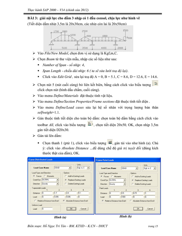 Huong dan cac bai tap mau sap2000 v14 | PDF