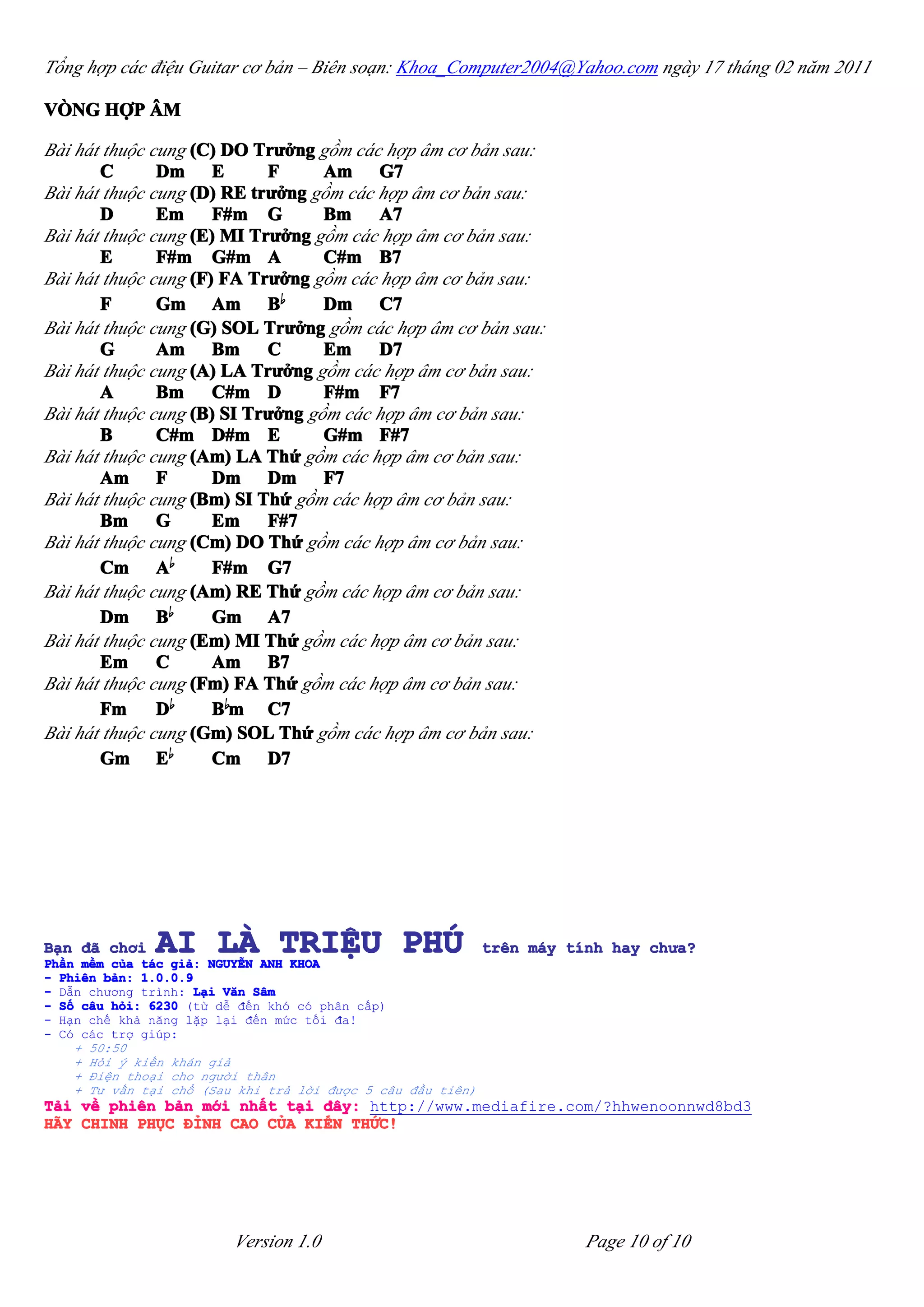 Huong dan cach danh cac dieu guitar co ban | PDF