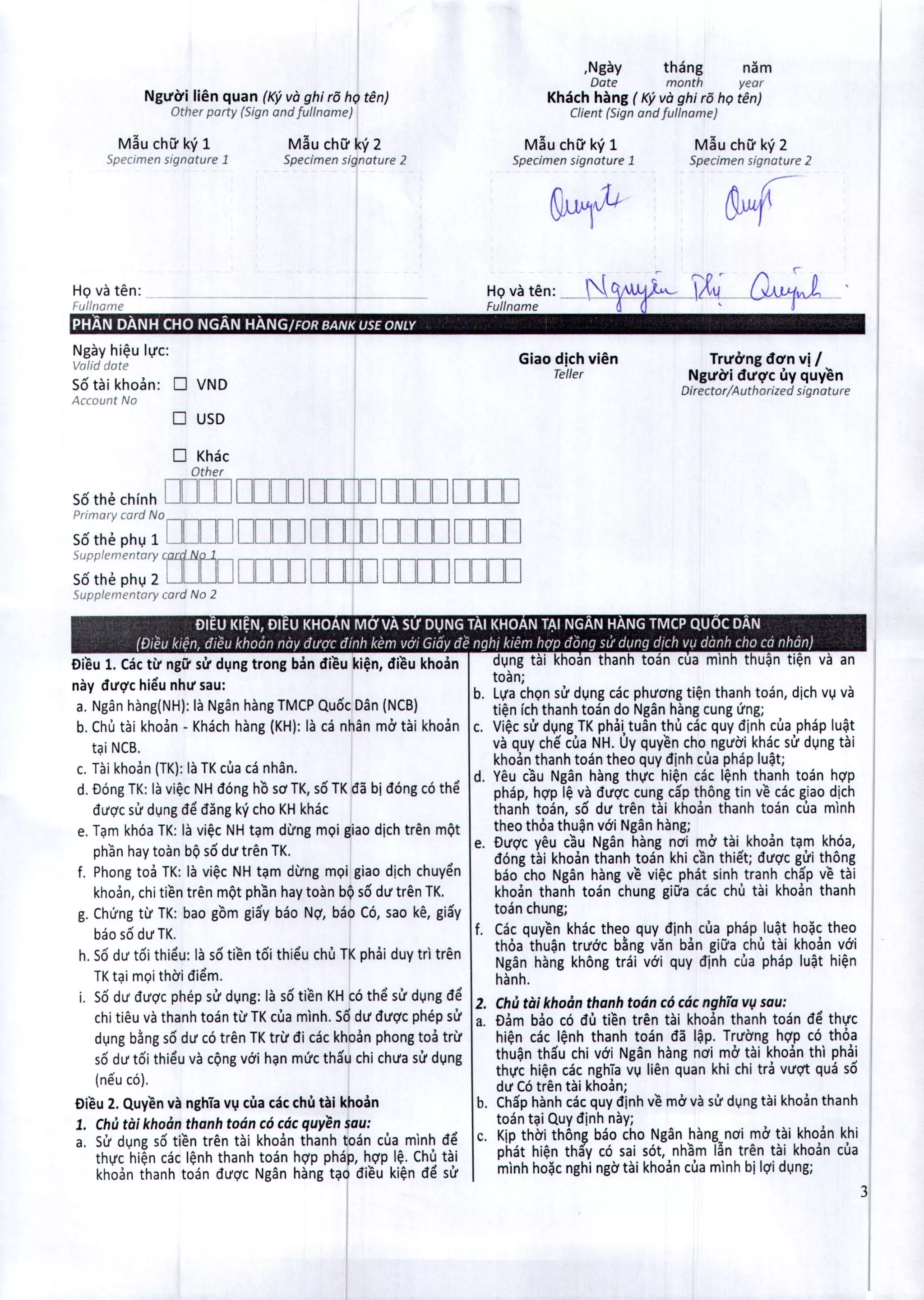 Huong dan cach ghi tạo thẻ ngân hàng NCB | PDF