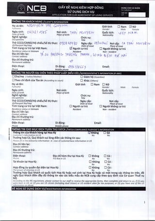 Huong dan cach ghi tạo thẻ ngân hàng NCB | PDF