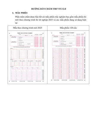 Hướng dẫn chấm thi trắc nghiệm VTS 12 theo mẫu phiếu thi tốt nghiệp ...