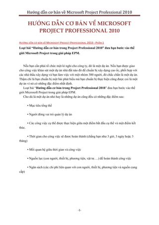 Huong dan co ban ve ms project 2010 professional | PDF