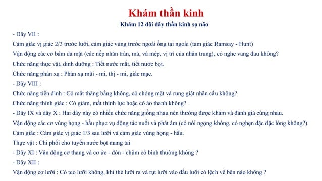 Hướng dẫn khám - làm bệnh án thần kinh | PPTX