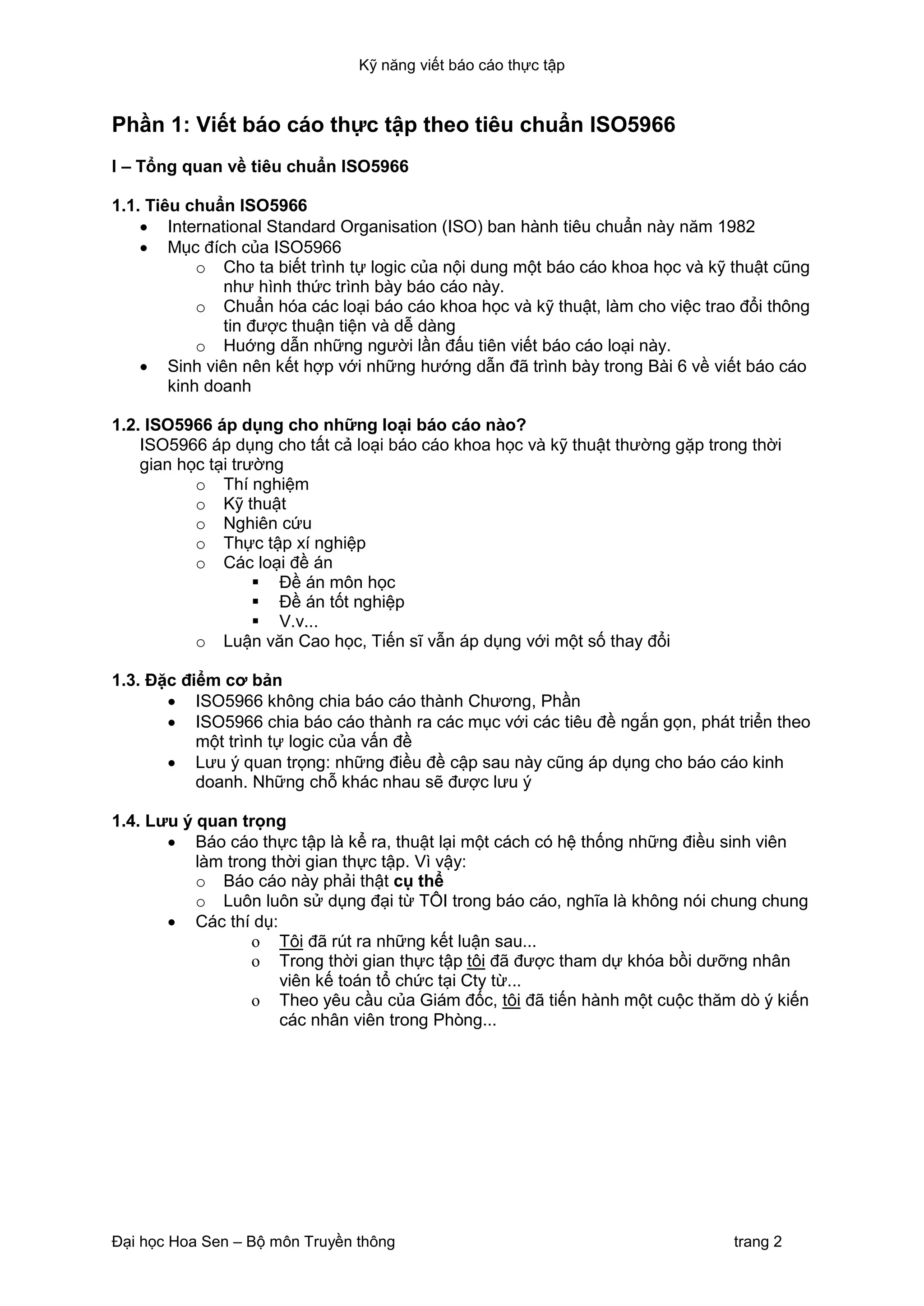 Hướng dẫn làm báo cáo theo chuẩn ISO 5966 | PDF