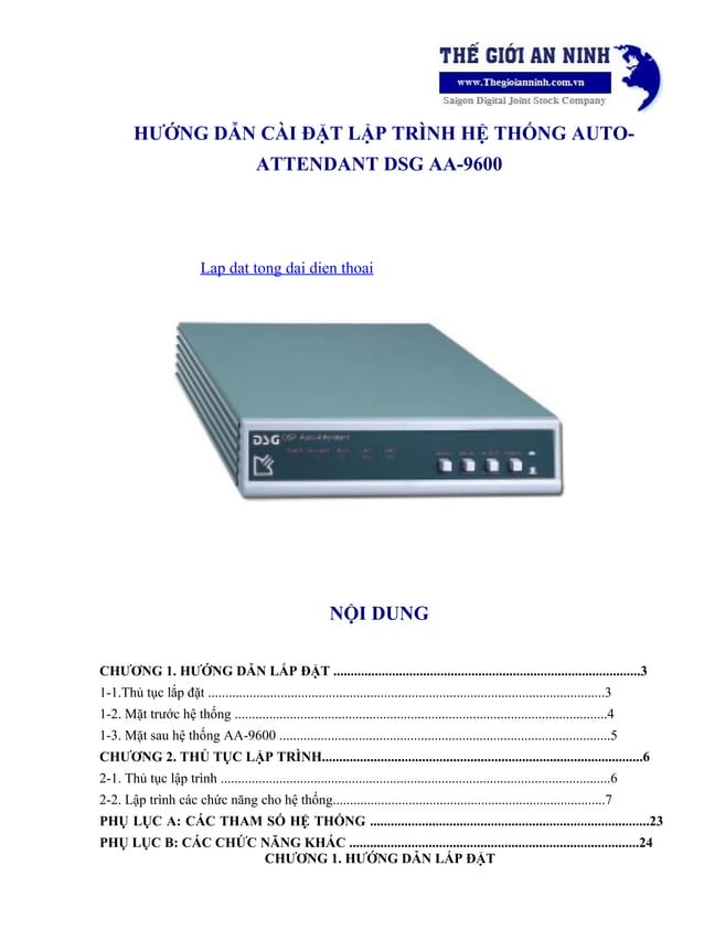 Huong dan lap dat lap trinh he thong dien thoai tong aa 9600a | PDF