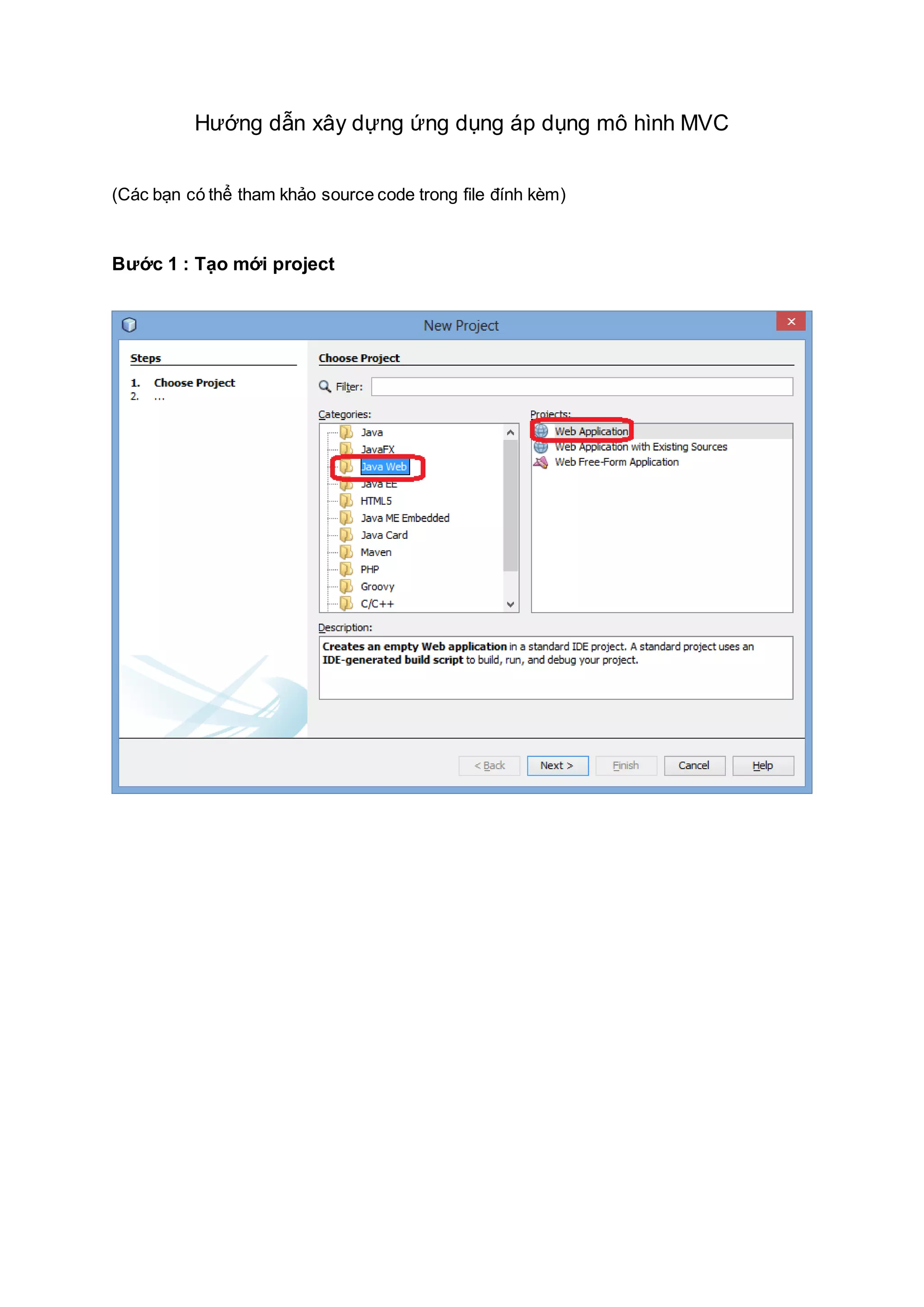 Hướng dẫn xây dựng ứng dụng web theo mô hình MVC bằng ngôn ngữ Java | DOCX