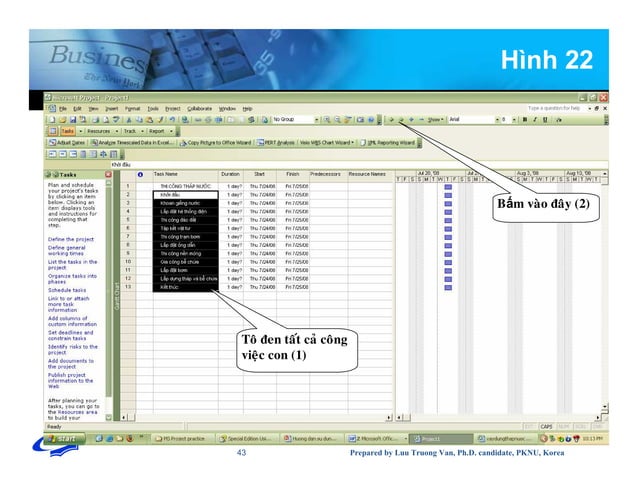 Huong dan project 2007 bang hinh anh | PPT