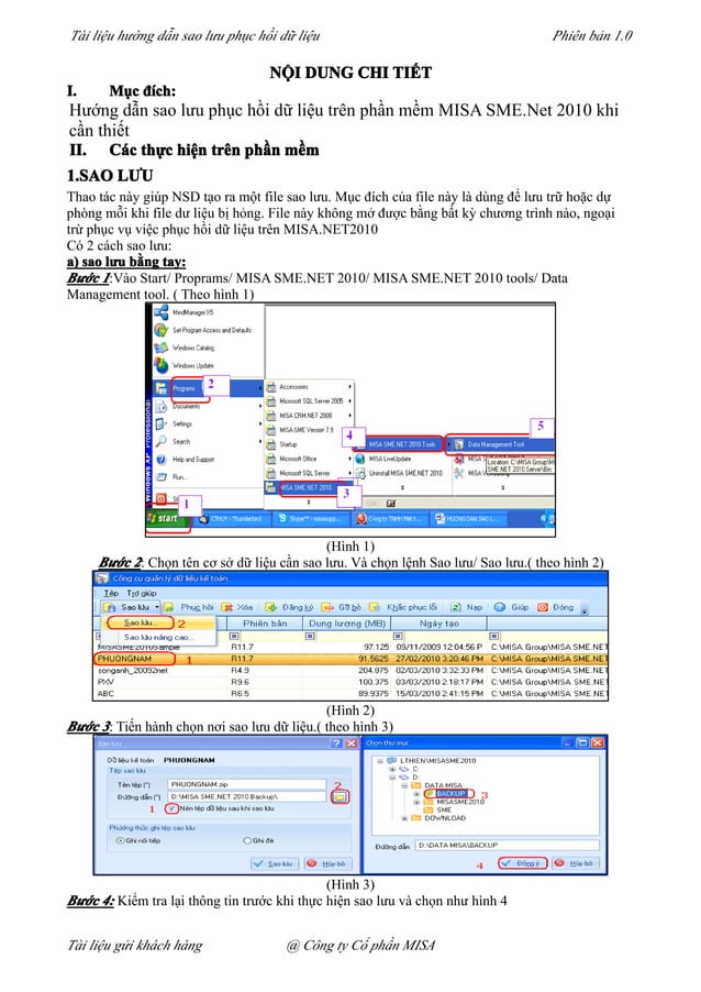 Huong dan sao luu phuc hoi phan mem MISA | PDF