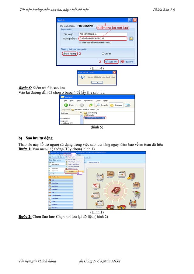 Huong dan sao luu phuc hoi phan mem MISA | PDF