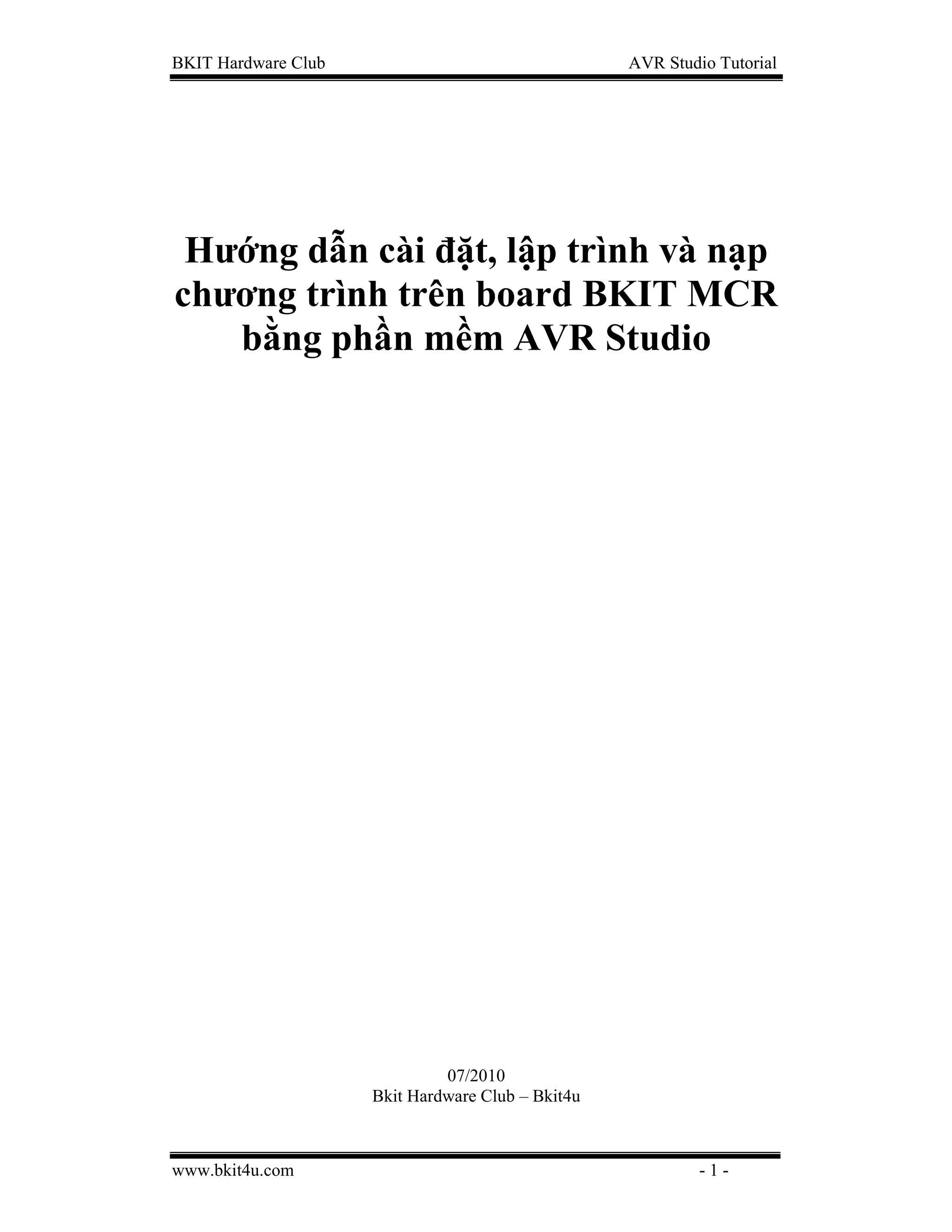 Hướng dẫn sử dụng AVR studio | PDF