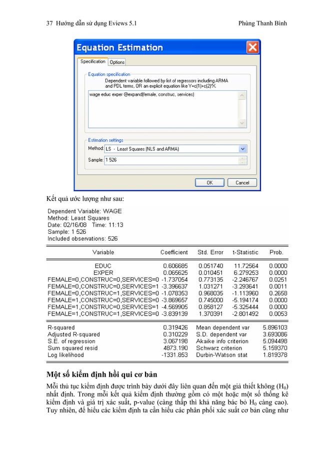 Huong dan su dung eviews 5.1 | PDF