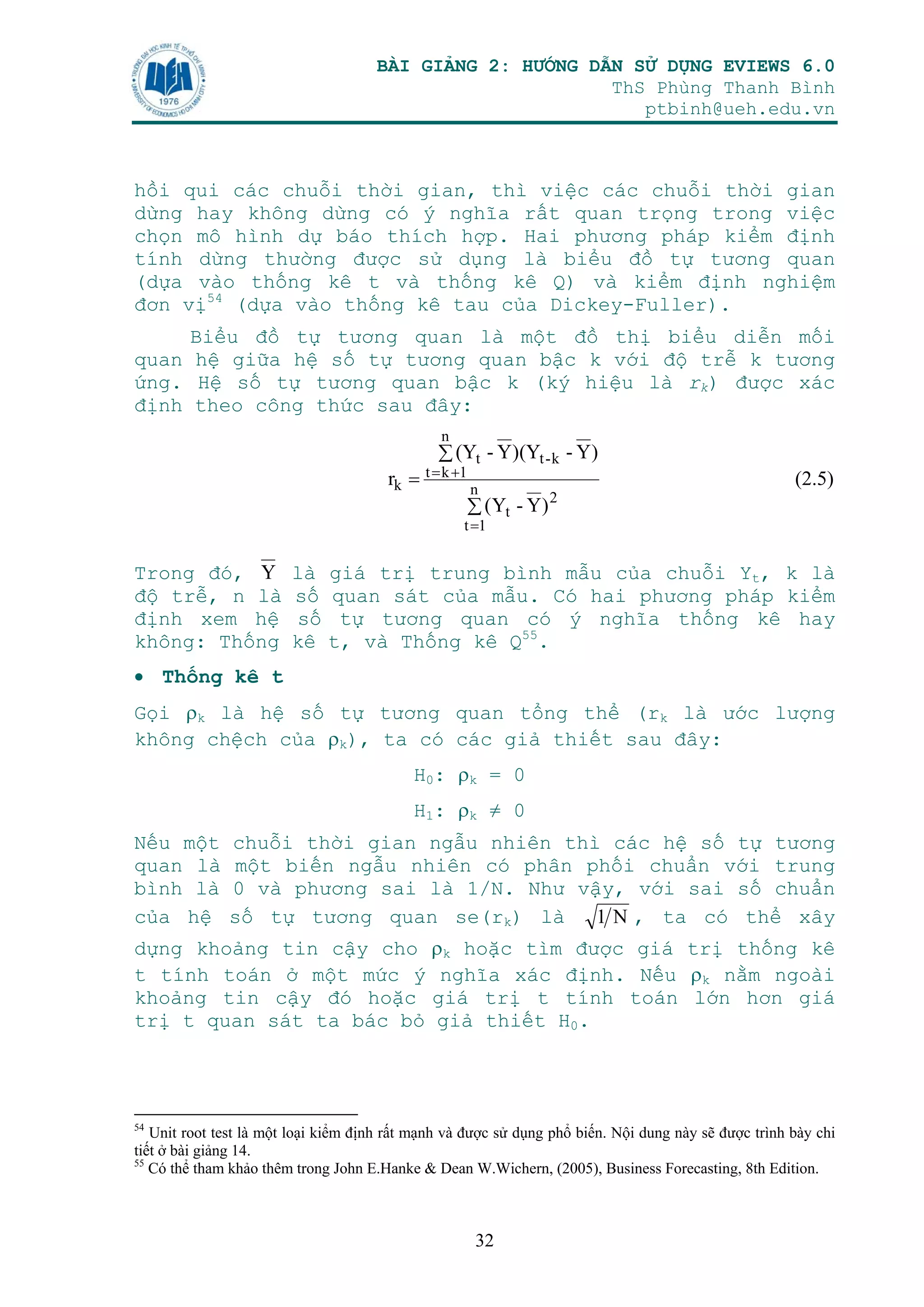 Huong dan su dung eviews 6.0 | PDF