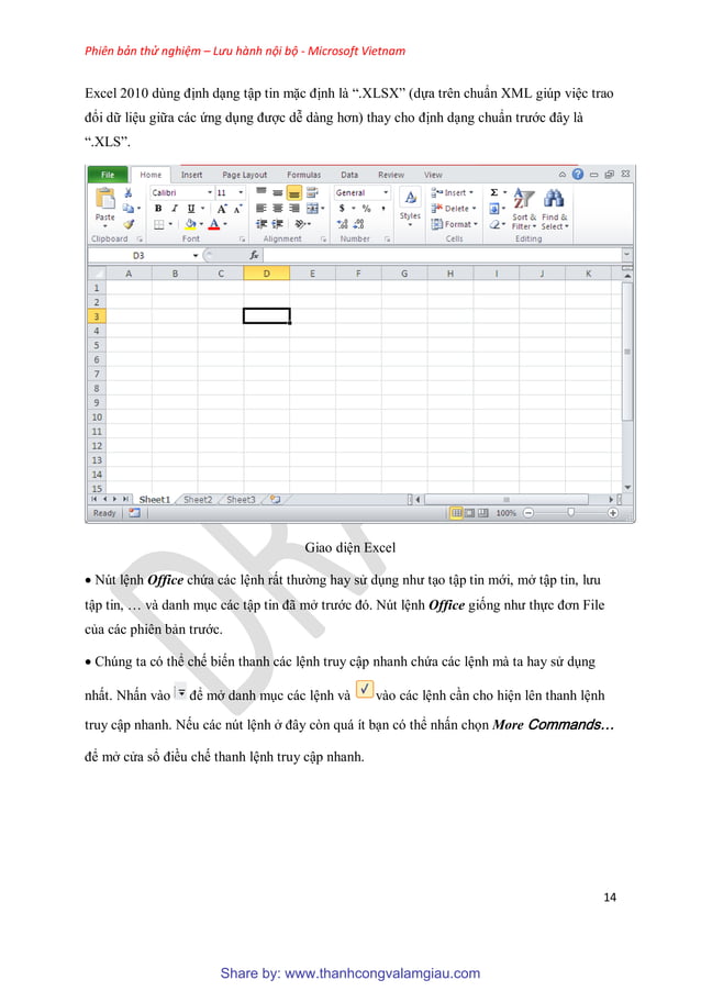 Hướng dẫn sử dụng Microsoft Excel 2010 | PPT