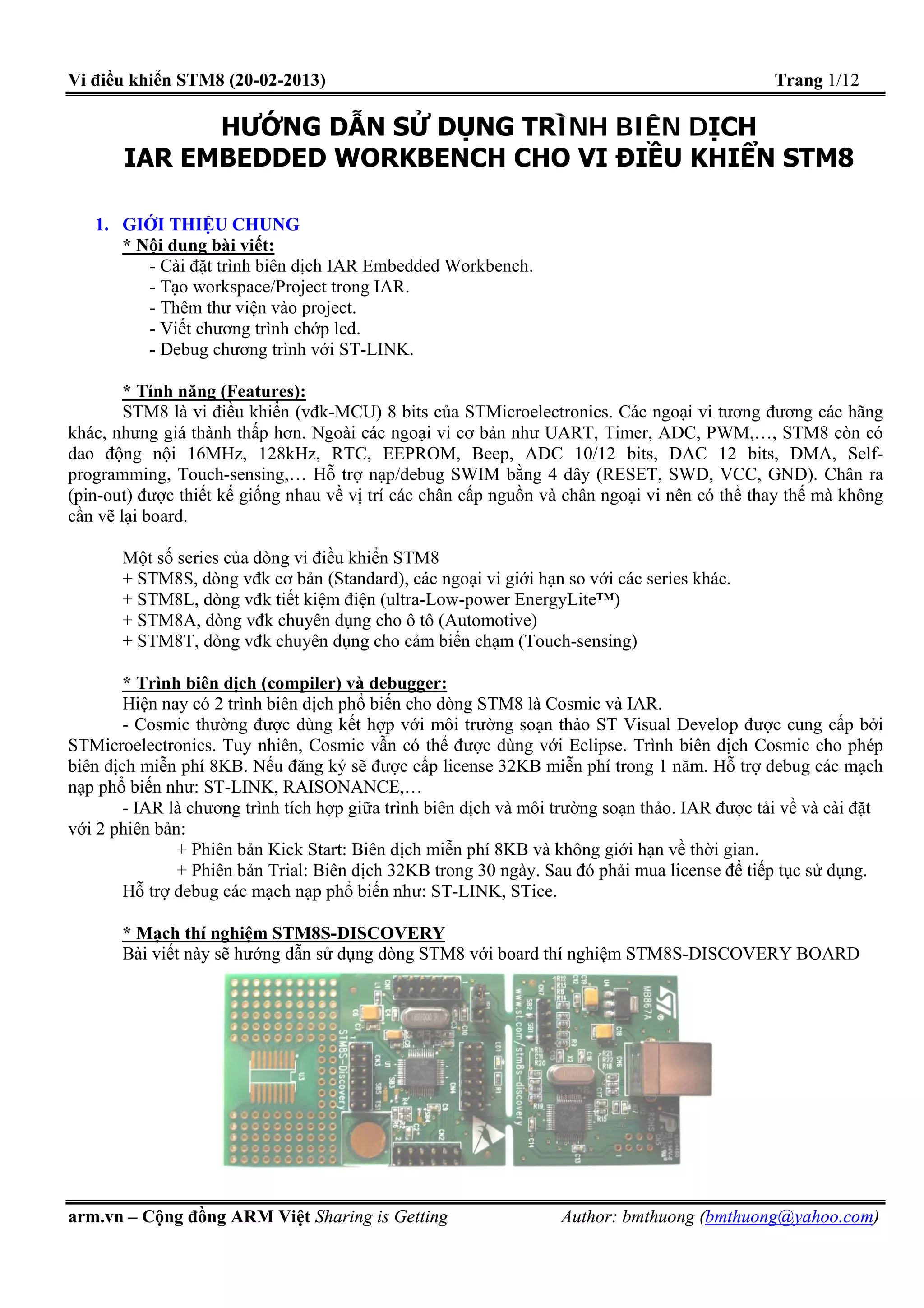 Huong dan su dung iar cho stm8(20 feb2013) | PDF