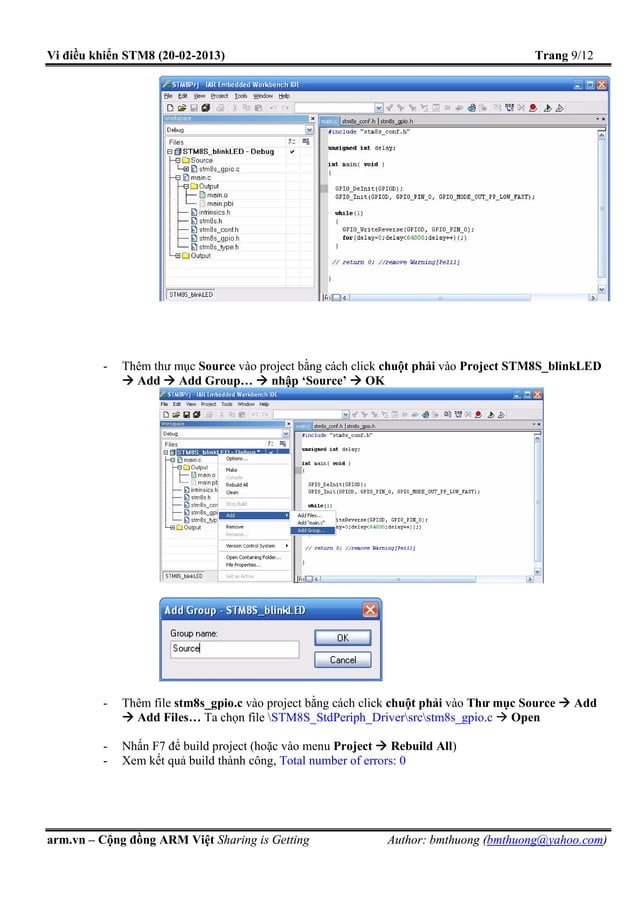 Huong dan su dung iar cho stm8(20 feb2013) | PDF