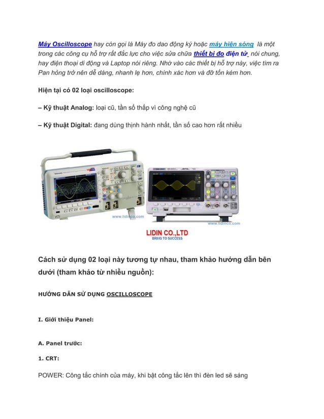 Hướng dẫn đầy đủ cách sử dụng máy hiện sóng Oscilloscope | PDF