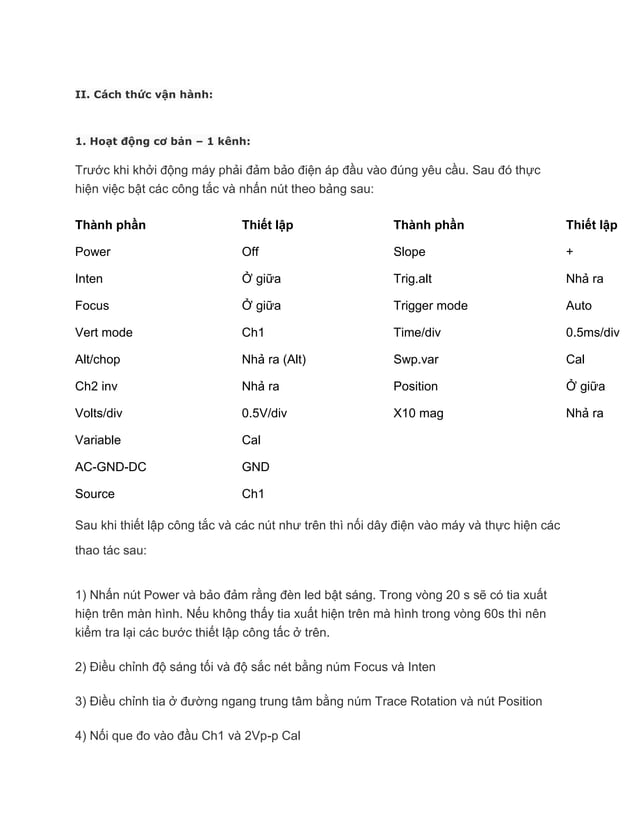 Hướng dẫn đầy đủ cách sử dụng máy hiện sóng Oscilloscope | PDF